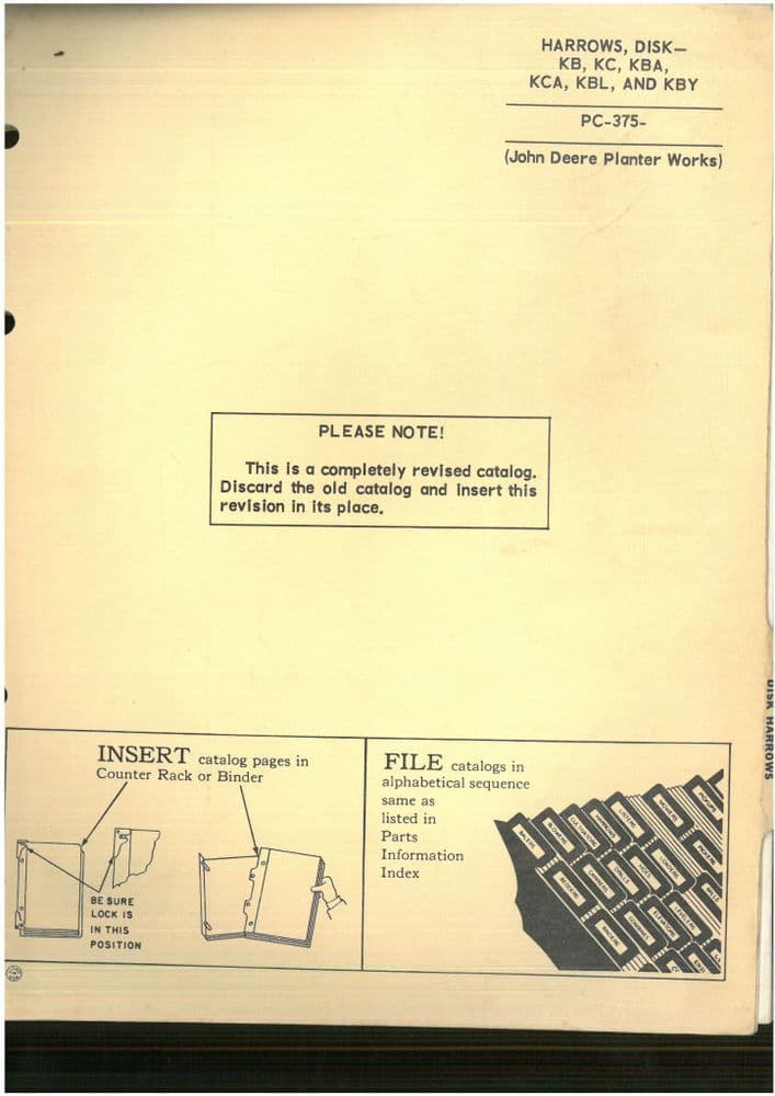 John Deere Harrows Disk KB KC KBA KCA KBL KBY - PC375 Parts Manual