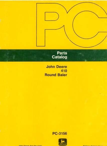 John Deere Round Baler 410 Parts Manual 9544
