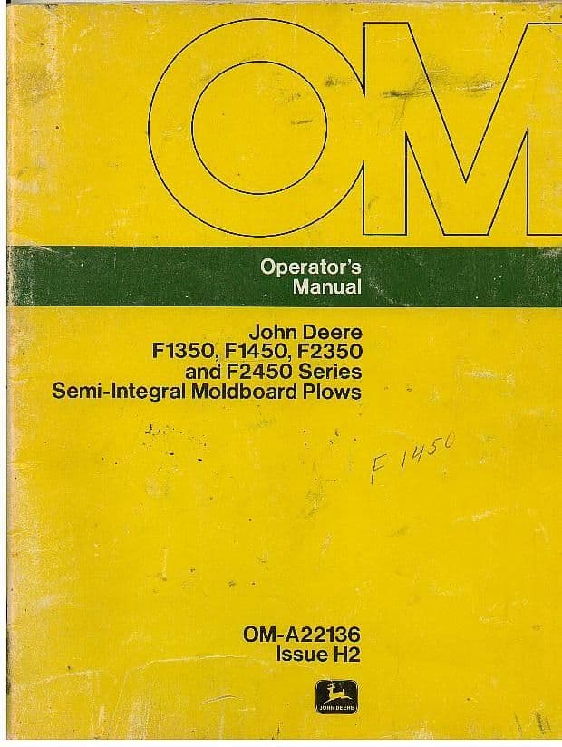 John Deere Semi Integral Moldboard Plow F1350 F1450 F2350 & F2450 ...