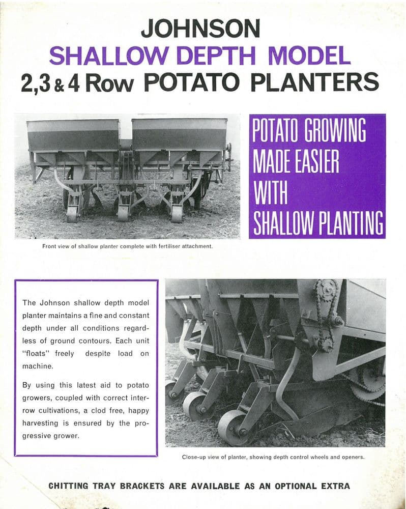 Johnson Potato Planter 2 3 & 4 Row Brochure