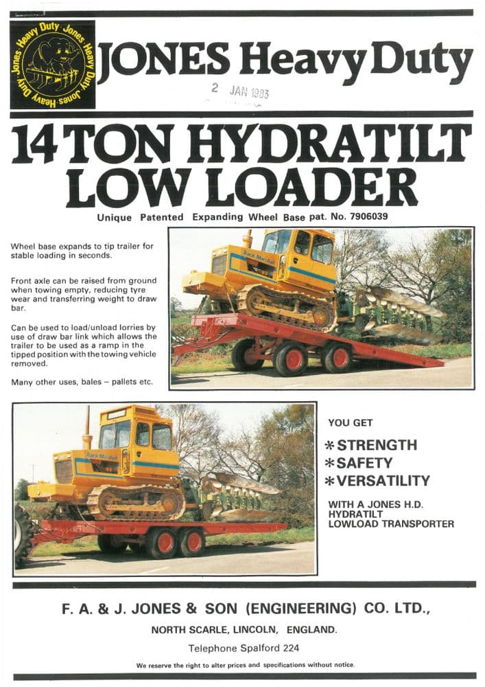 Jones Heavy Duty Low Loader Trailer Brochure
