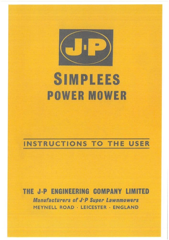 JP Mower Simplees Operators Manual