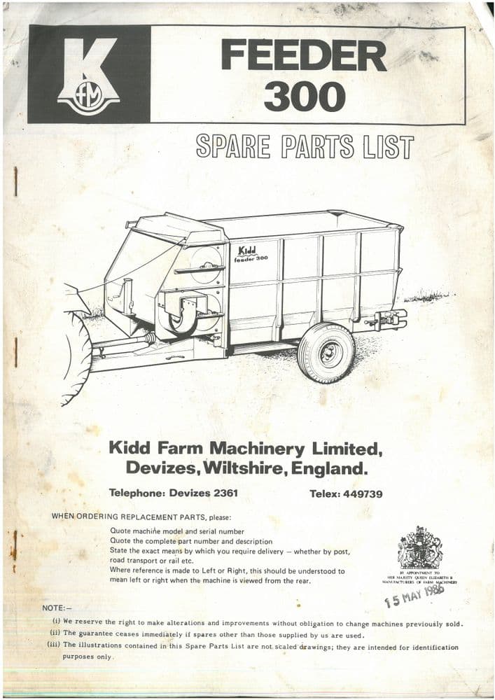Kidd Feeder 300 Parts Manual