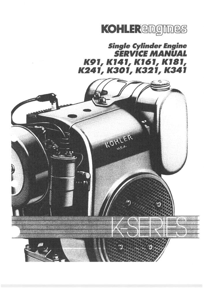 Kohler Engine K91 K141 K161 K181 K241 K301 K321 K341 Workshop Manual