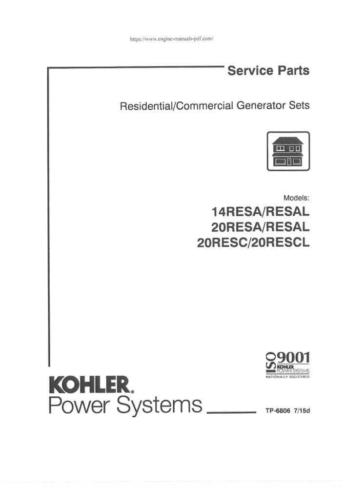 Kohler Residentail & Commercial Generator Sets 14RESA-RESAL 20RESA ...