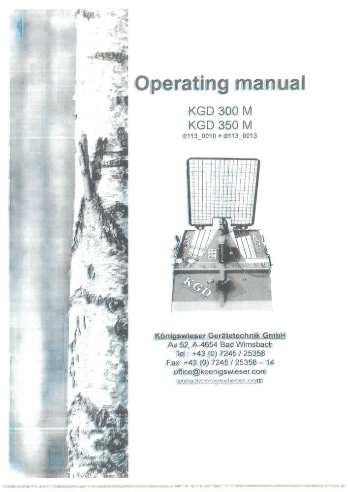 Konigswieser Geratetechnik Logging Winch KGD300M KGD350M Operators Manual
