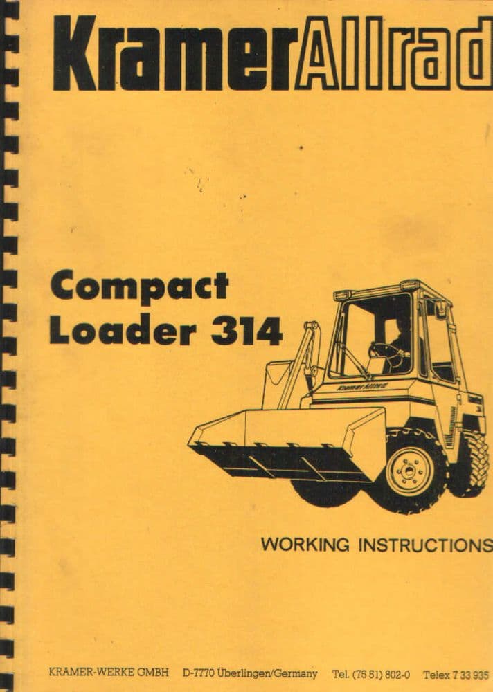 Kramer Allrad Compact Loader 314 Operators Manual
