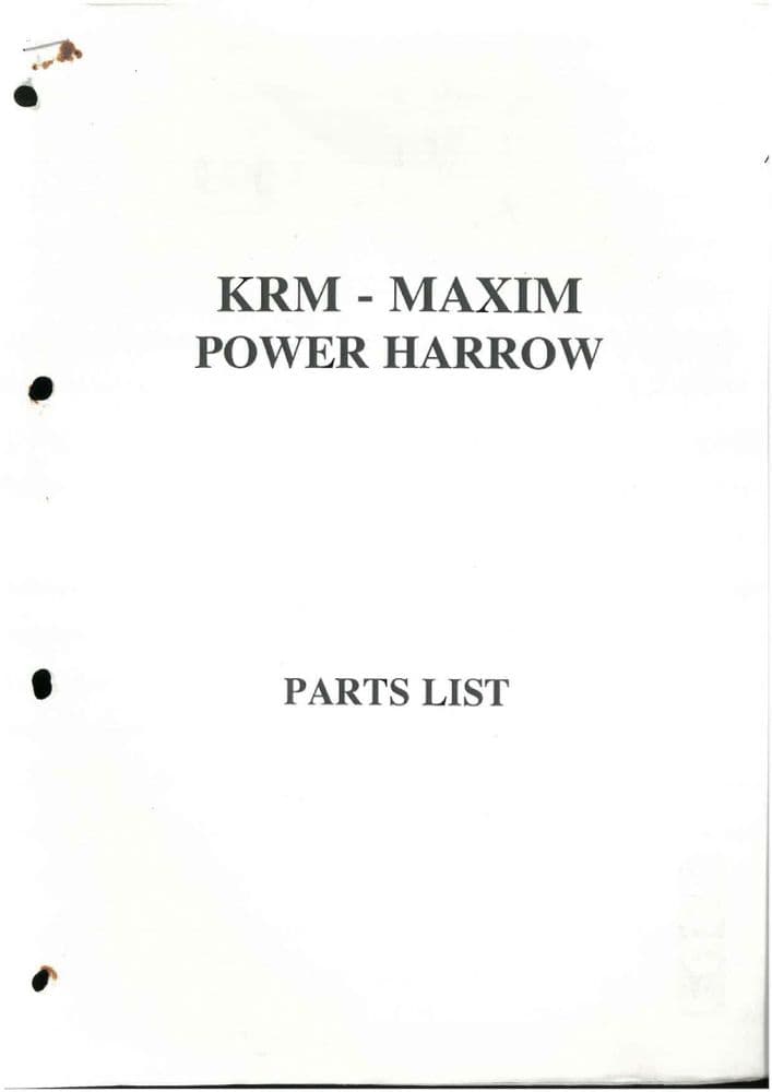 KRM Roger Falc Maxim Power Harrow Parts Manual