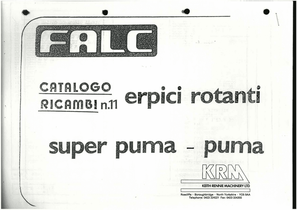 KRM Roger Falc Power Harrow - Super Puma - Parts Manual - ITALIAN ONLY