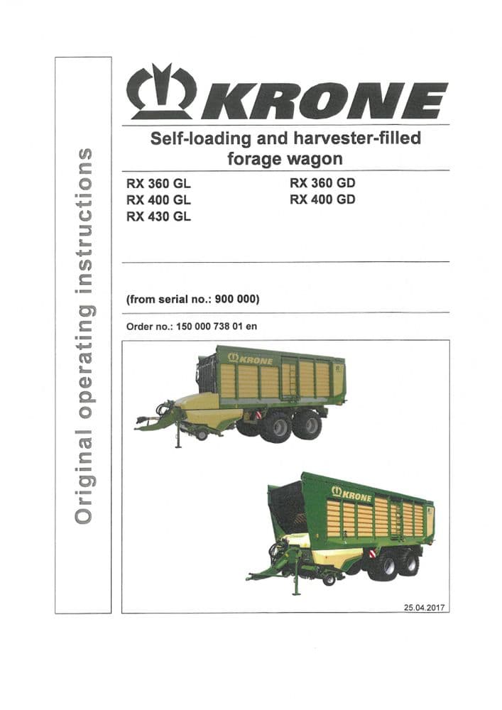 Krone Self Loading and Harvester Filled Forage Wagon RX360 400 430GL ...