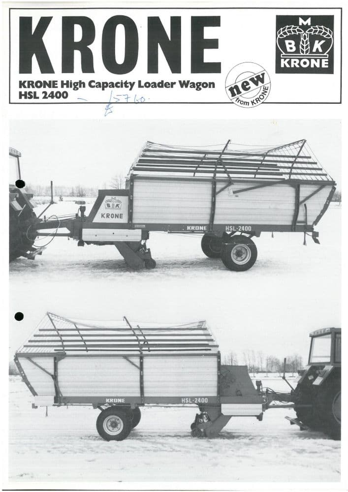 Krone Self Loading Forage Trailer Forager HSL2400 Brochure - HSL 2400
