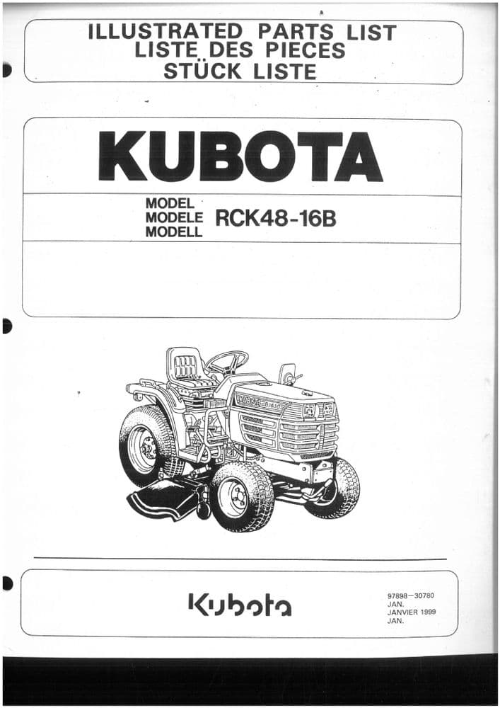 Kubota Rotary Mower RCK48-16B Parts Manual - ORIGINAL