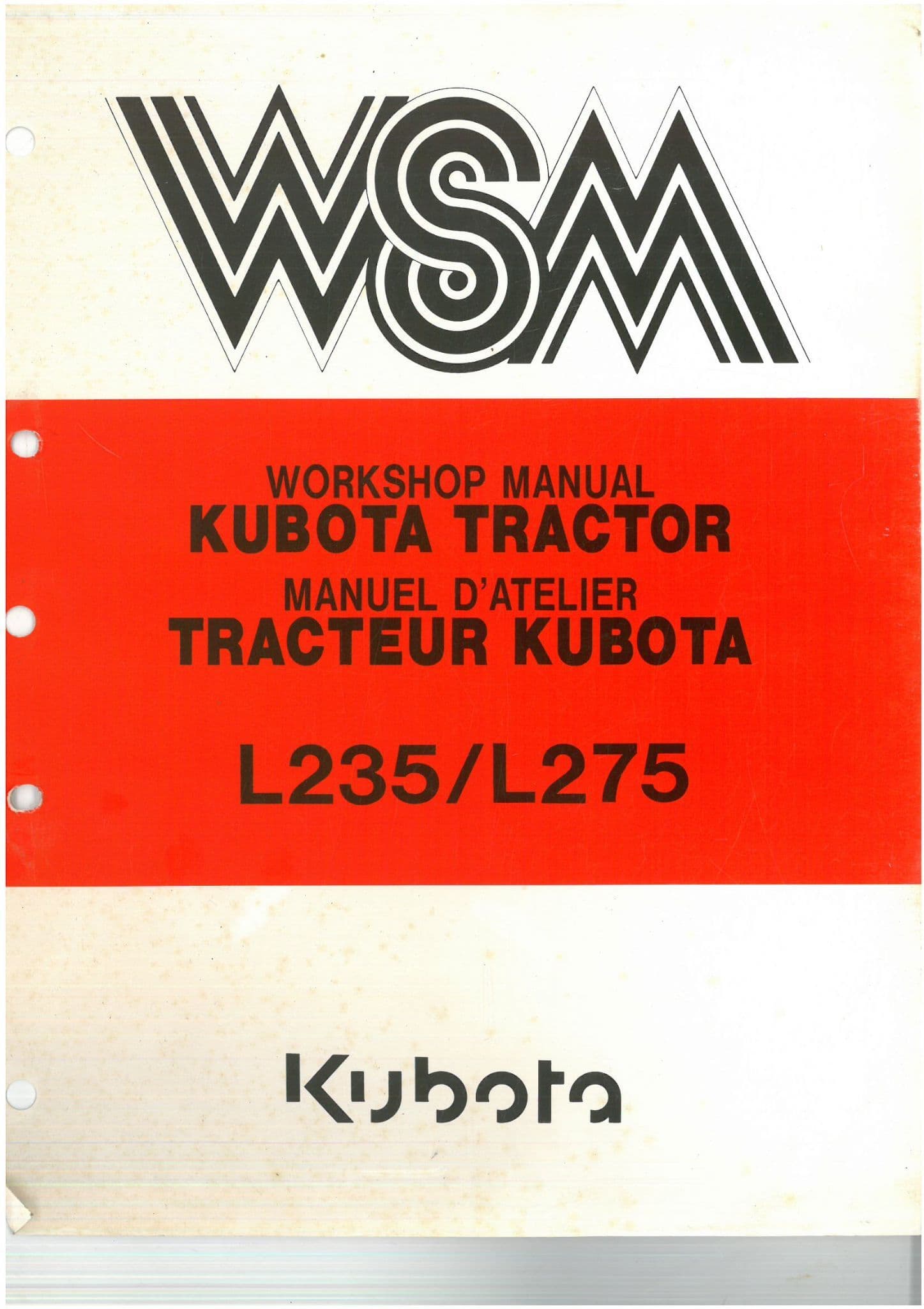 Kubota Tractor L235 & L275 Workshop Service Manual - ORIGINAL