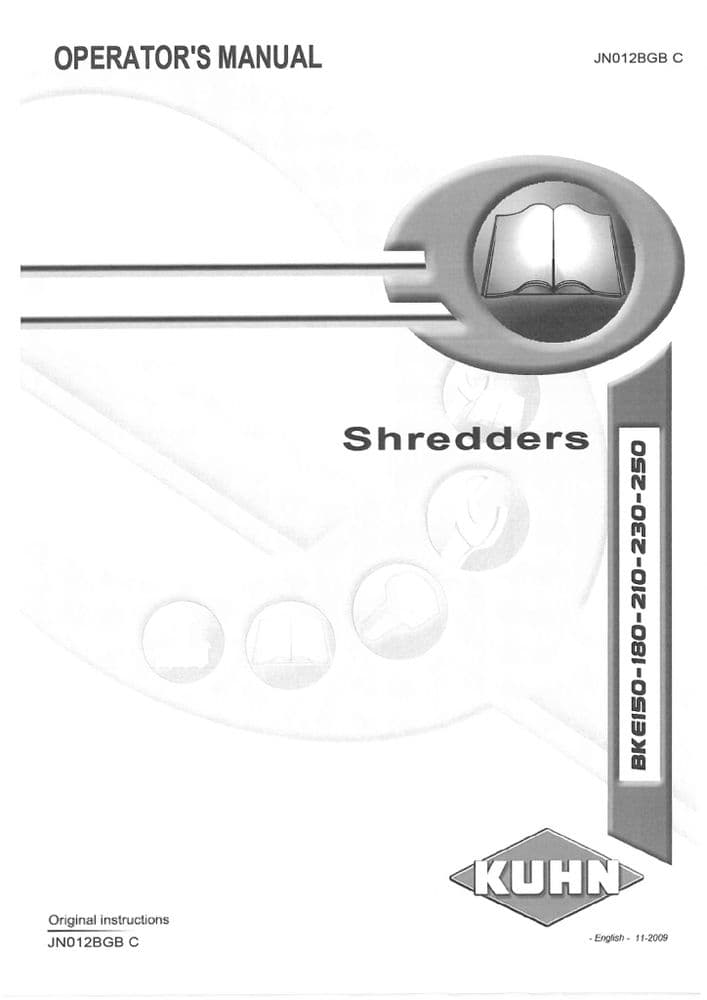 Kuhn Shredder Bke150 Bke180 Bke210 Bke230 Bke250 Operators Manual