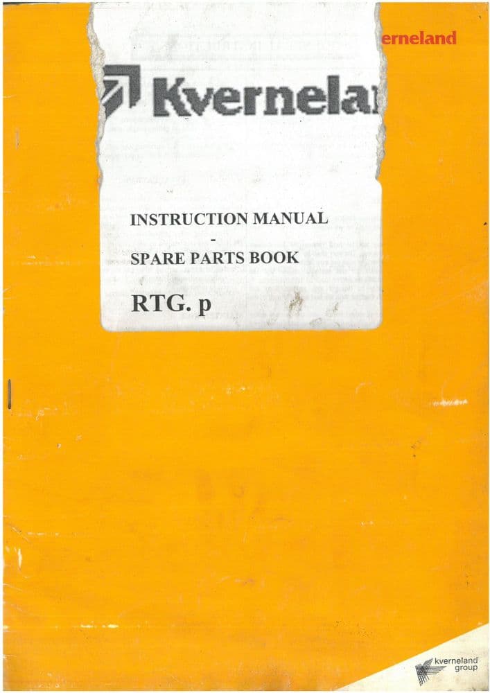 Kverneland RTG Goliath Operations Manual and Parts List