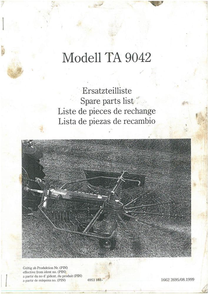 Kverneland Taarup TA9042 Parts Manual - TA 9042