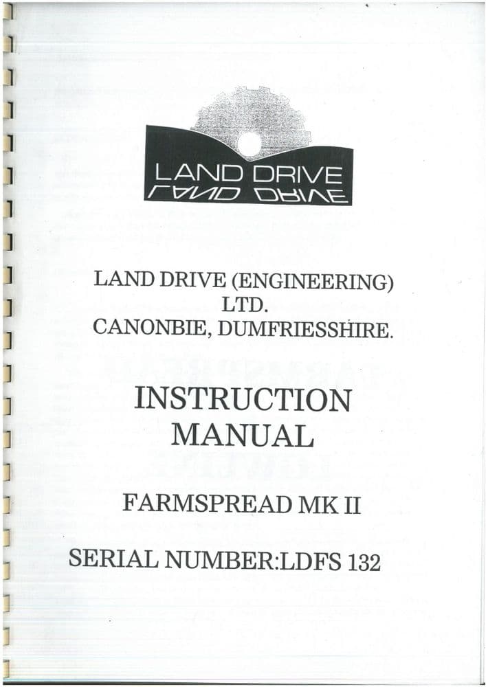 Land Drive Lime and Fertiliser Spreader Farmspread MKII Operators Manual