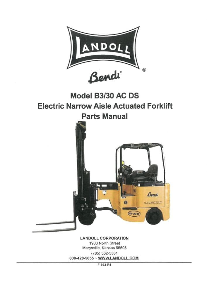 Landoll Bendi Forklift Truck Model B3-30 AC DS Parts Manual