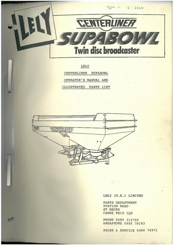 Lely Centerliner Supabowl Fertilizer Spreader Operators Manual with ...