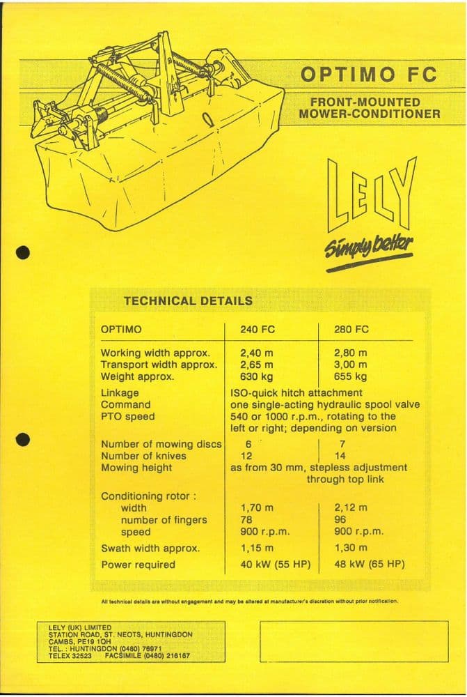Lely Mower Optimo FC Brochure