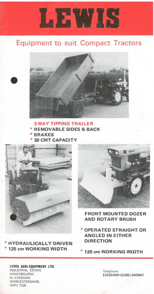 Lewis Equipment for Compact Tractors Trailer Cultivator Plough Harrow ...