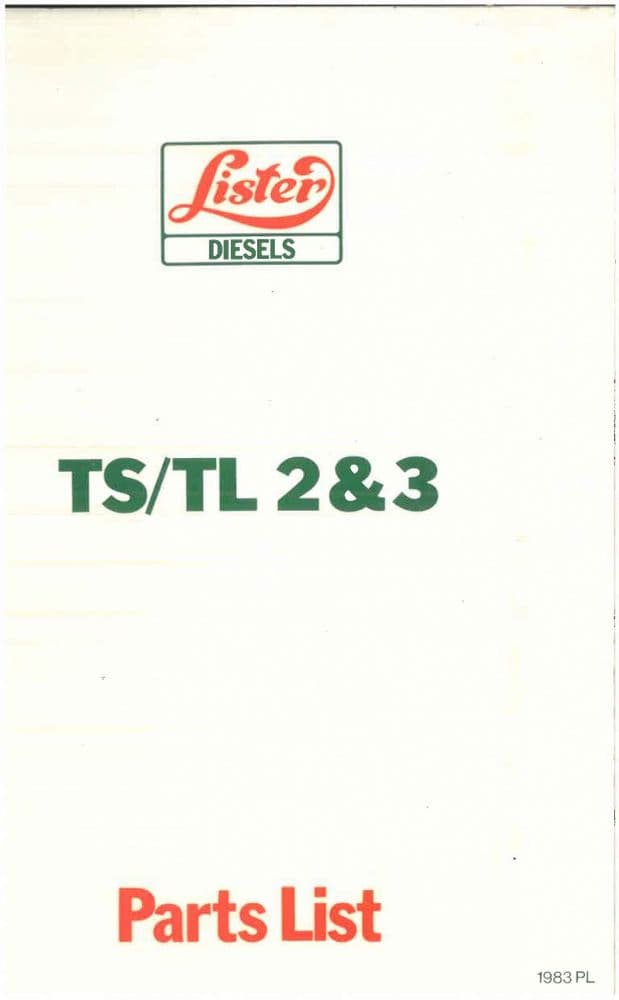 Lister Diesel Engine TL2 TL3 TS2 TS3 Parts Manual - ORIGINAL