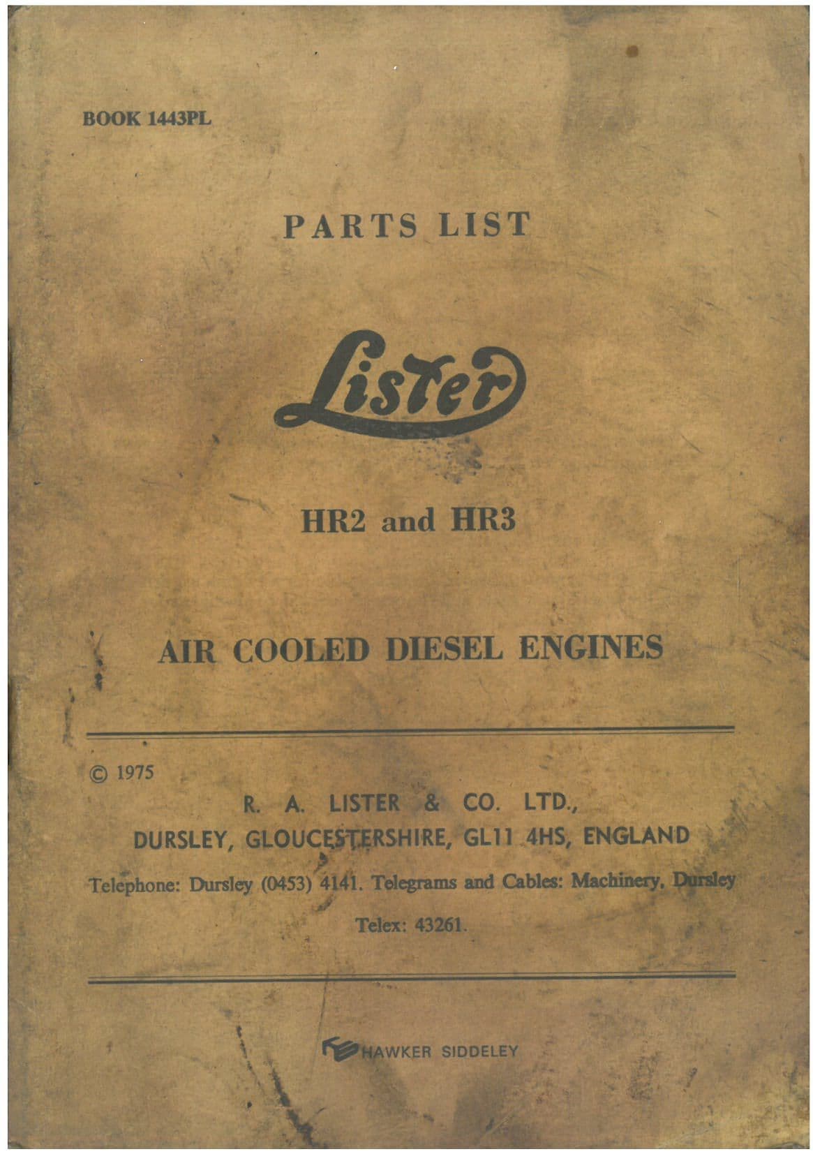 Lister Engine HR2 & HR3 Parts Manual - ORIGINAL