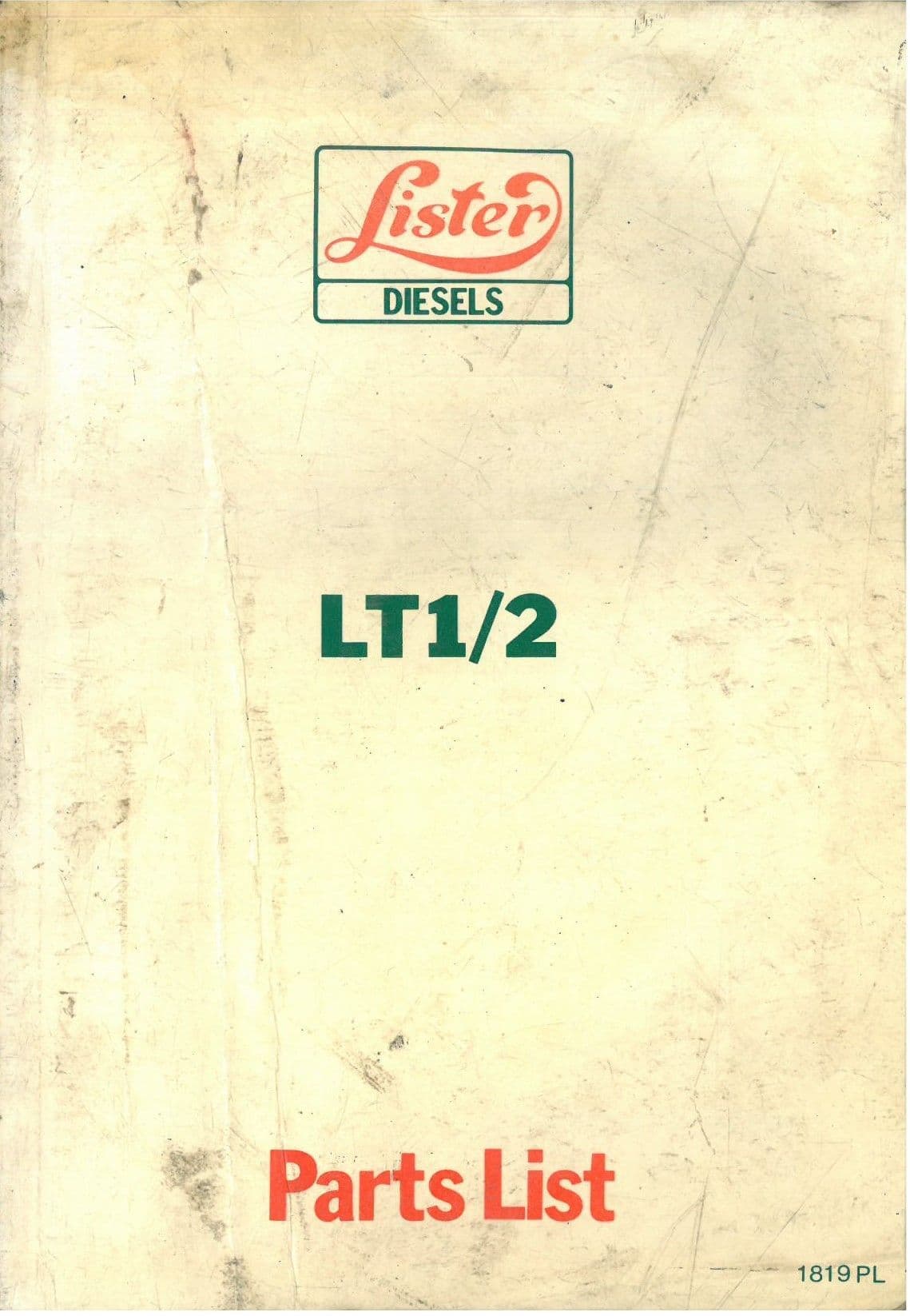 Lister Engine LT1 LT2 Parts Manual - LT1 LT2 - ORIGINAL