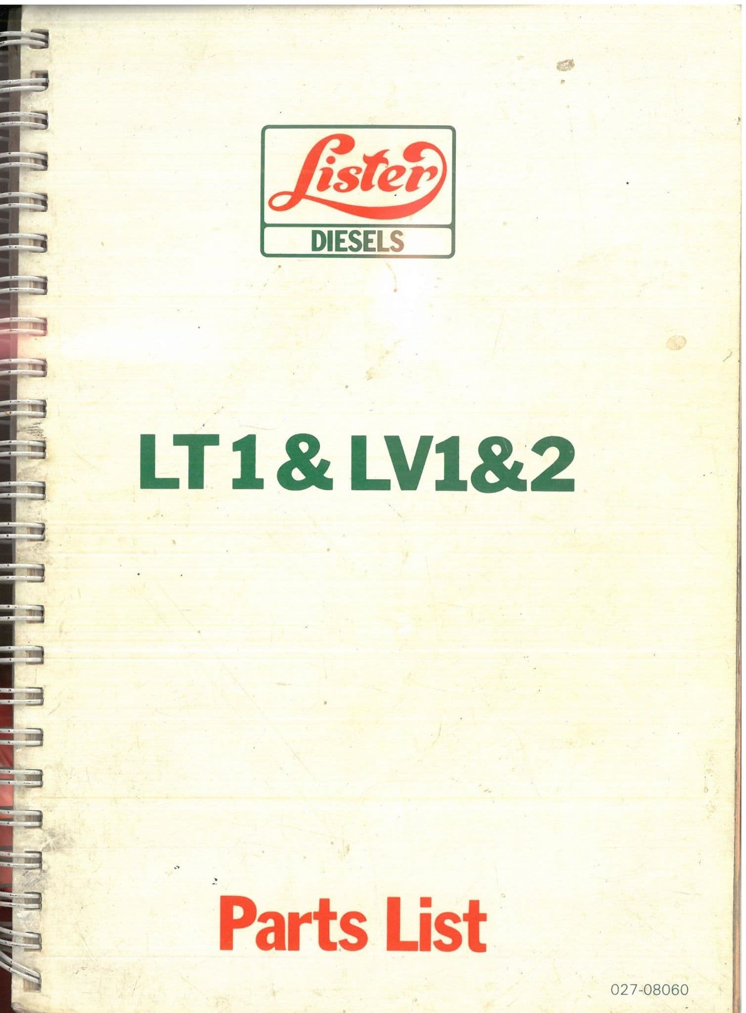 Lister Engine LT1 LV1 LV2 Parts Manual - ORIGINAL