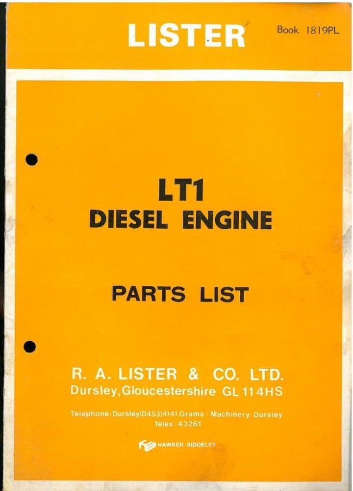 Lister Engine LT1 Parts Manual