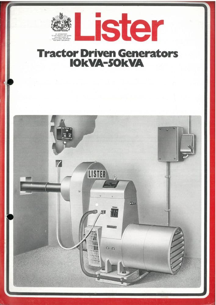 Lister Generator Tractor 10kVA - 50kVA - L10 1 L15 1 L20 1 L25 1 - L30 ...