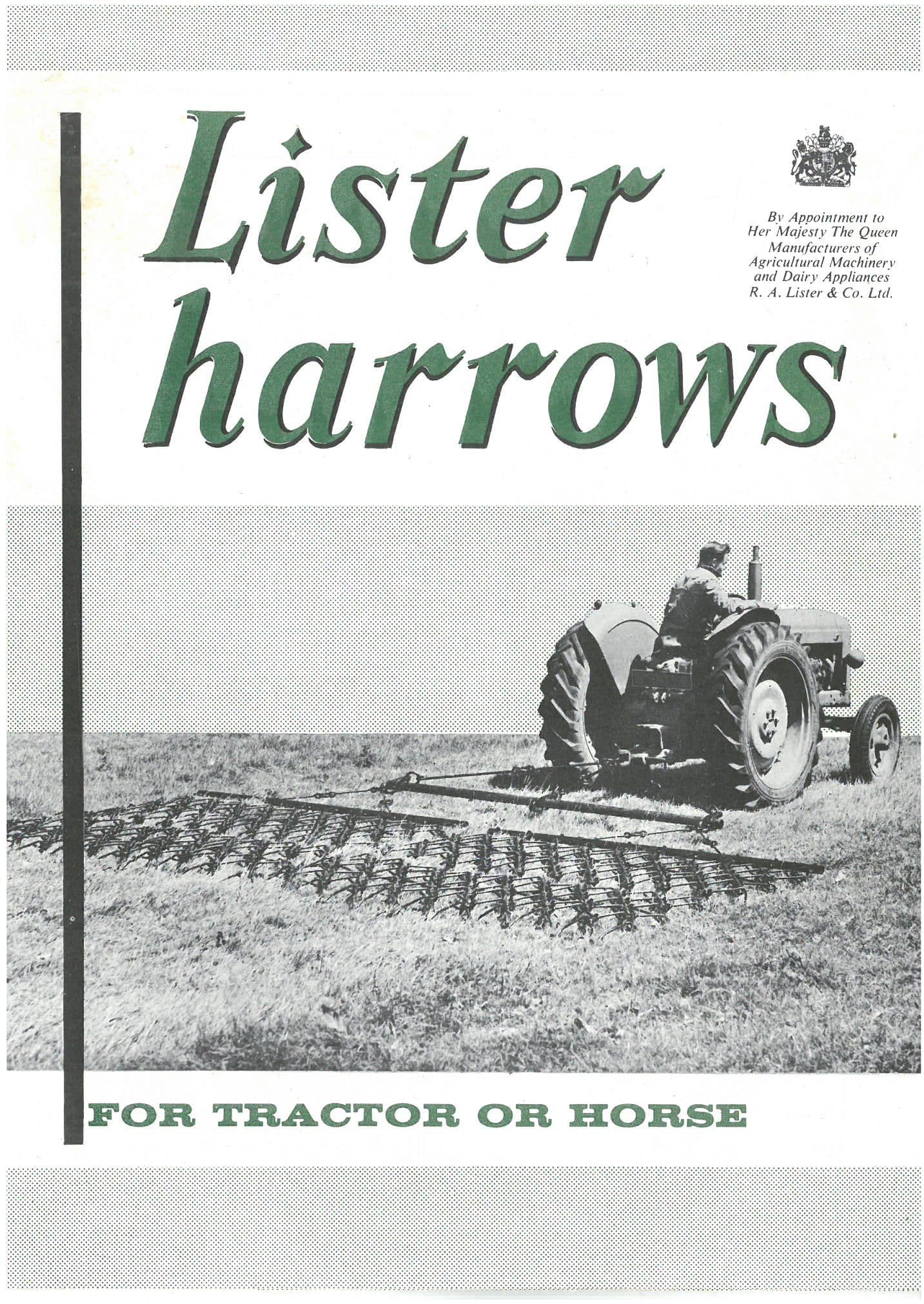 Lister Harrows For Tractor Or Horse Brochure