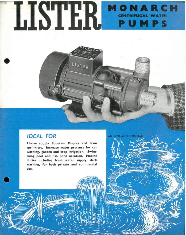 Lister Monarch Centrifugal Water Pumps - LM1 LM2 LMB Brochure