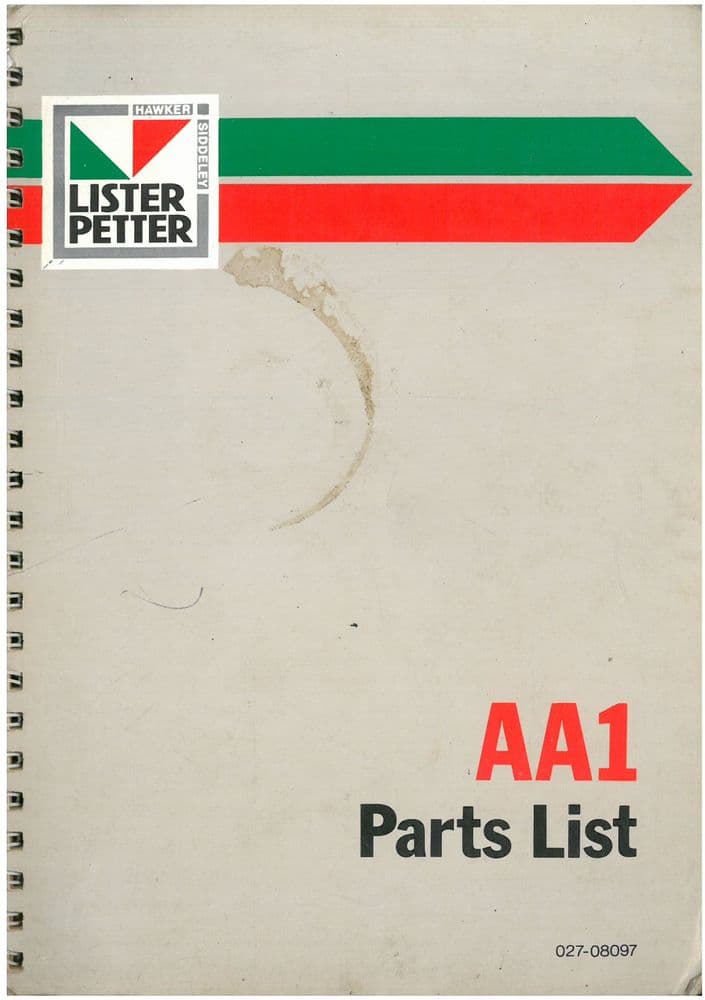 Lister Petter Engine AA1 Parts Manual