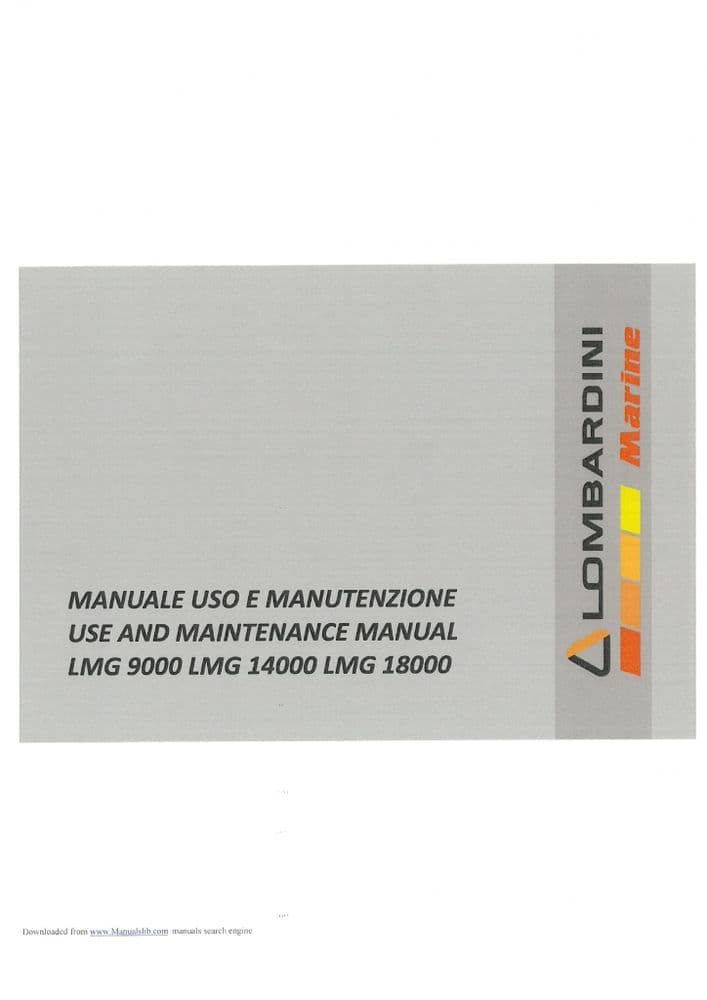 Lombardini Marine LMG9000 LMG14000 LMG18000 Monofase & Trifase Operators Manual
