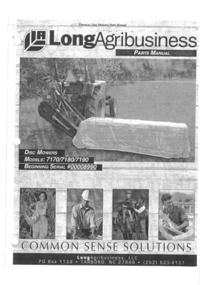 Longagribusiness Disc Mowers 7170 7180 7190 Parts Manual