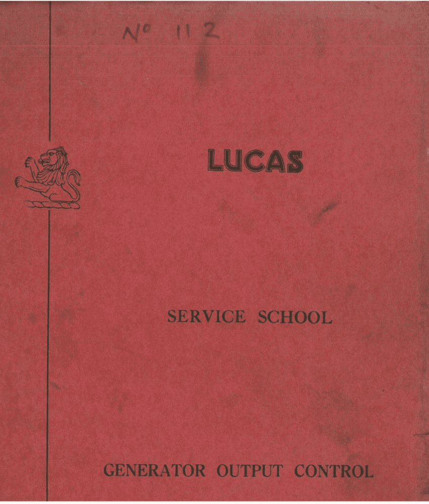 Lucas Generator Output Control Service Manual