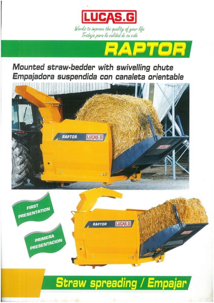 Lucas G Raptor - Mounted Straw-Bedder -Brochure