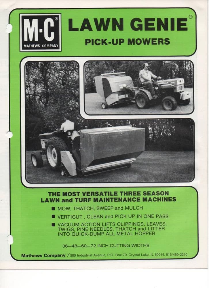 M-C Mathews Company Lawn Genie Pick-up Mowers Brochure