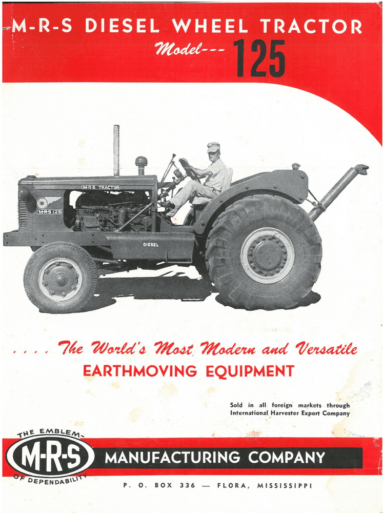 M-R-S Diesel Wheel Tractor Model-125 MRS Mississippi River Special Brochure