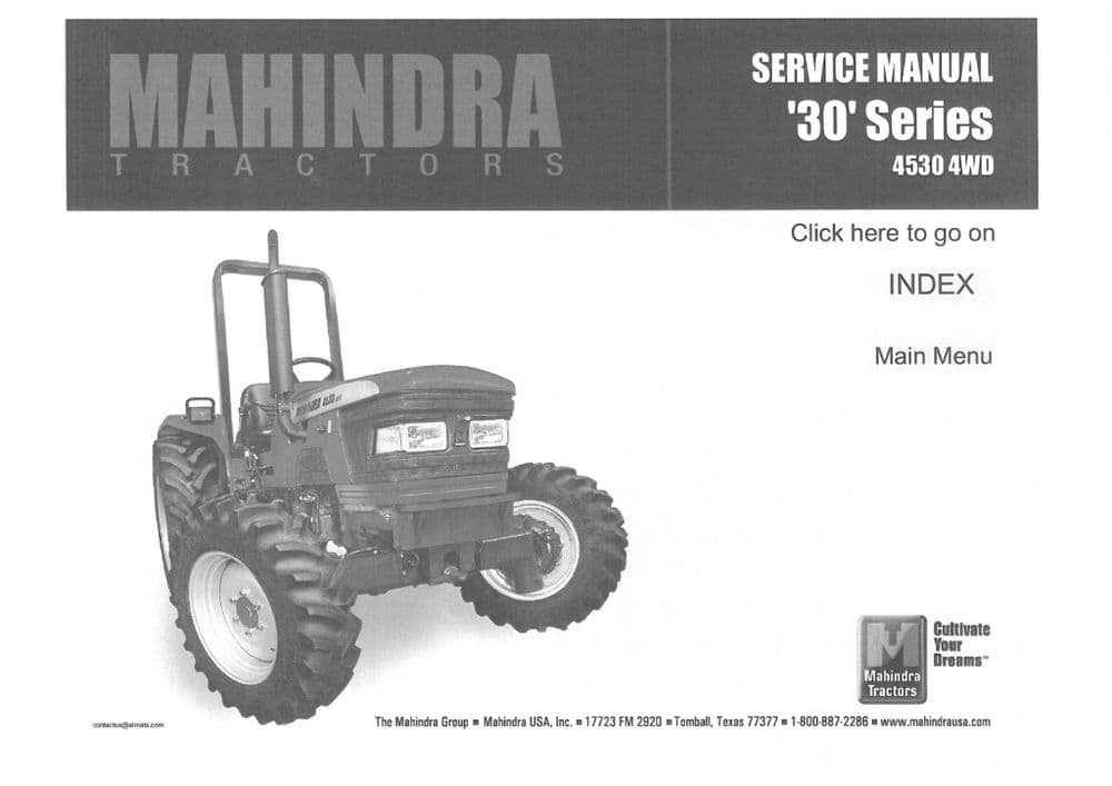 Mahindra Tractor 4530 4WD Workshop Service Manual