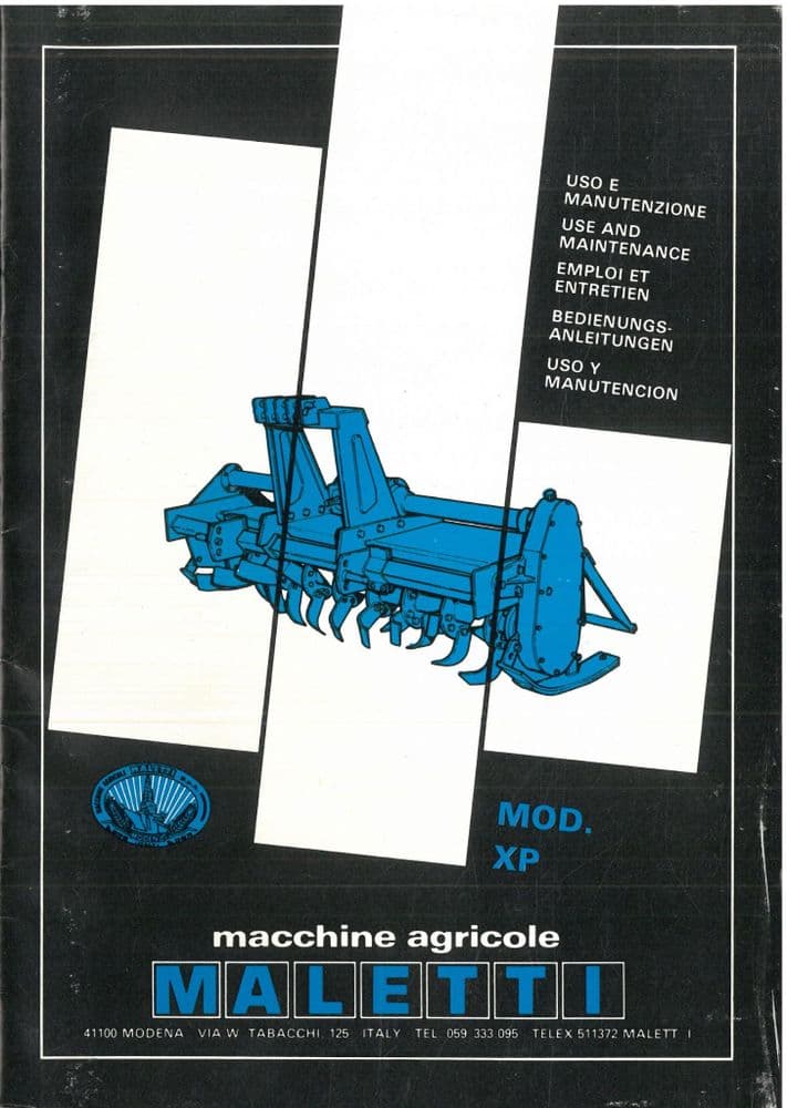Maletti Tiller - Model XP Operators Manual