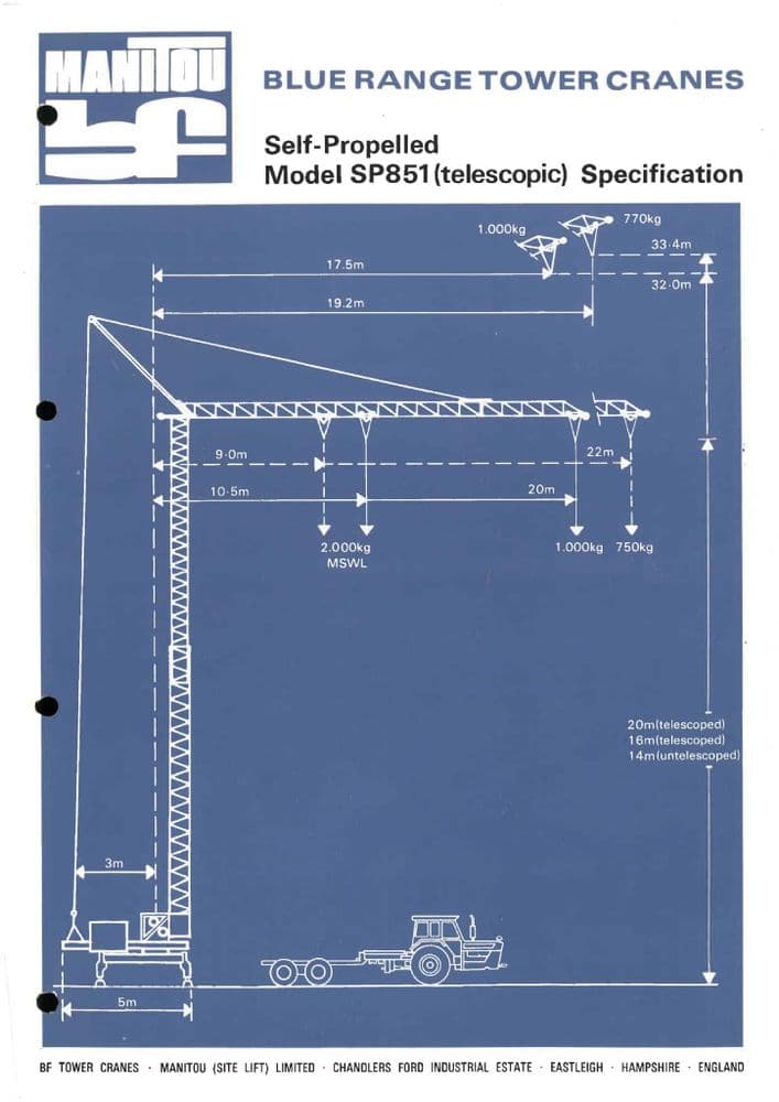 Manitou Blue Range Tower Cranes SP851 Brochure - SP 851