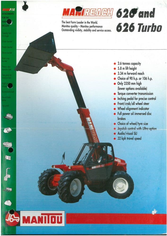 Manitou Manireach 626 and 626 Turbo Telescopic Loader Brochure