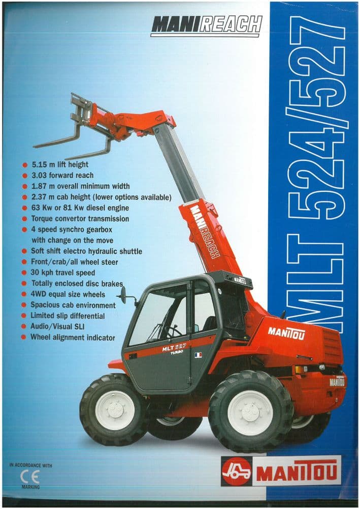 Manitou Telescopic Handler Mani Reach MLT524/527 Brochure - MLT 524 527