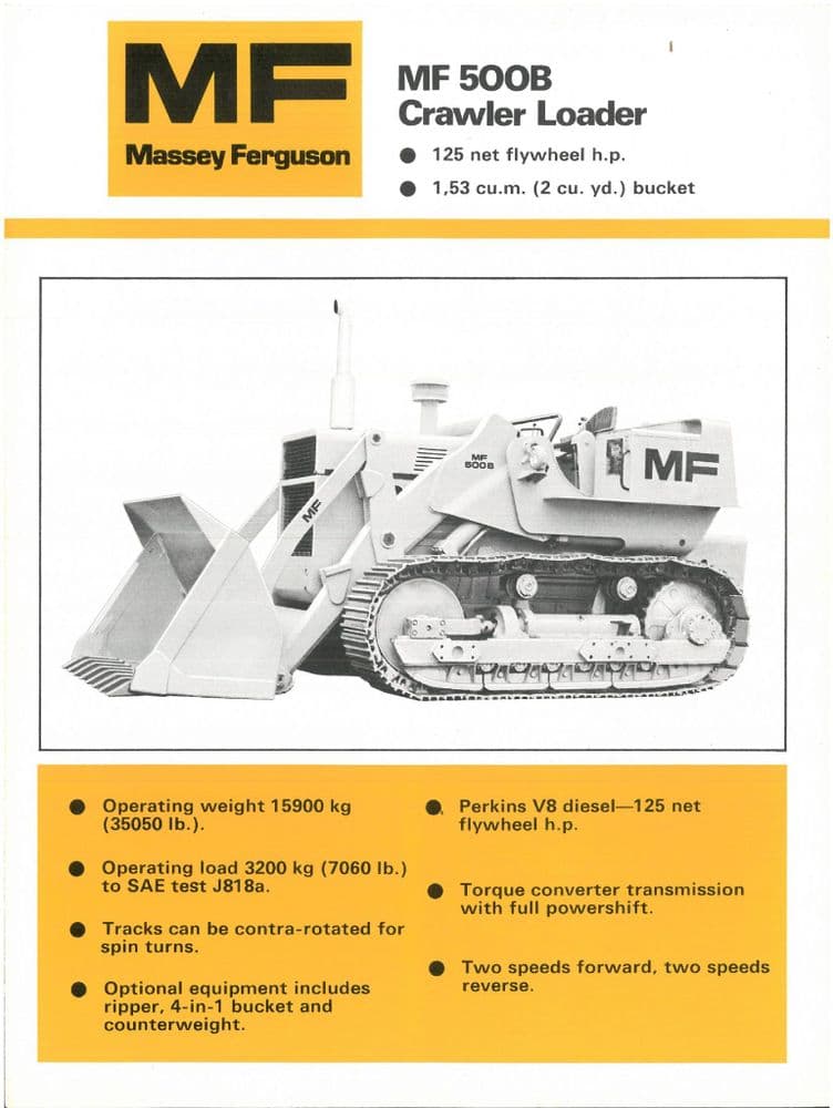 Massey Ferguson Crawler Tractor Loader MF500B Brochure - MF 500B