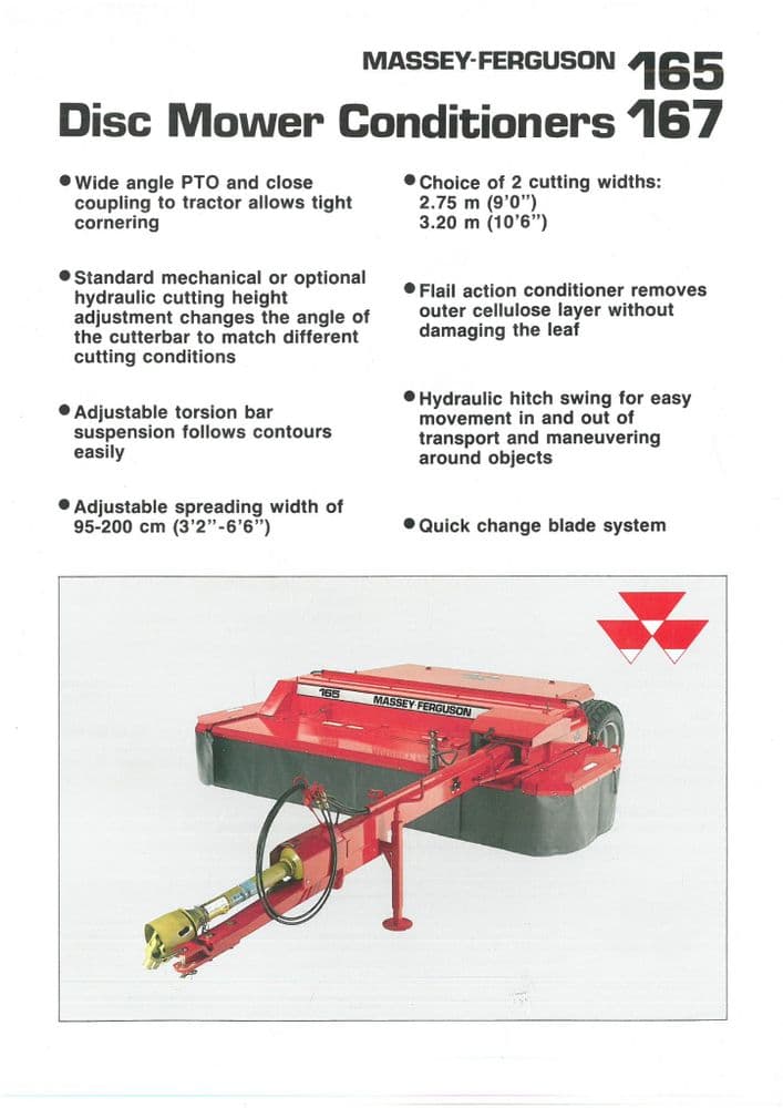 Massey Ferguson Disc Mower Conditioners MF165 MF167 Brochure - MF 165 ...