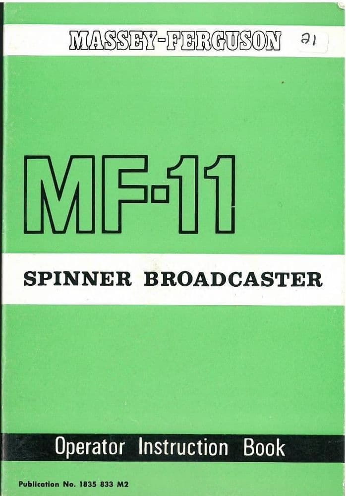 Massey Ferguson MF11 Spinner Broadcaster Operators Manual with Parts ...