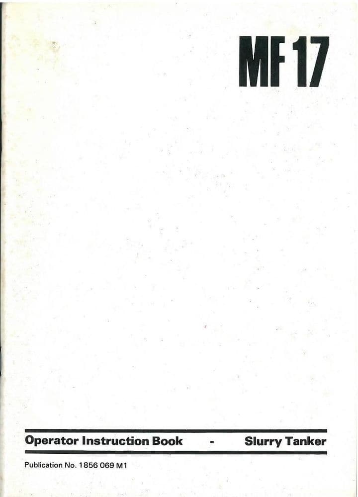 Massey Ferguson MF17 Slurry Tanker Operators Manual - MF 17 - ORIGINAL ...