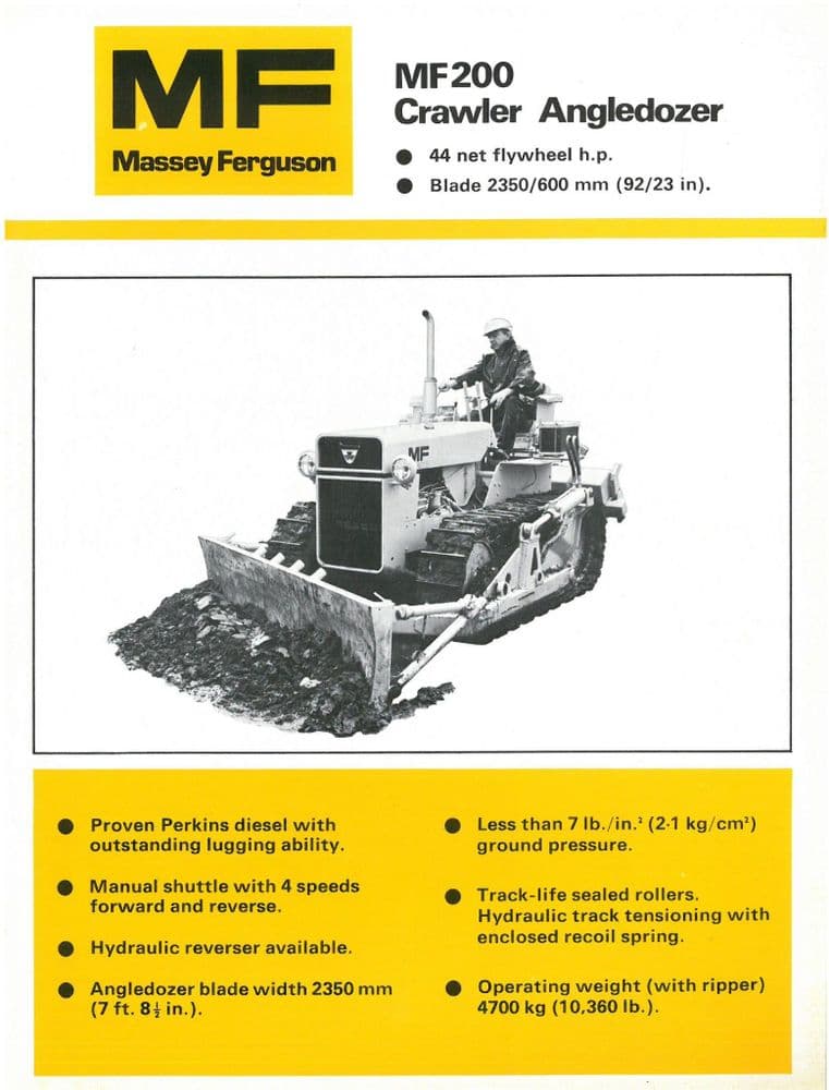 Massey Ferguson MF200 Crawler Angledozer Brochure - MF 200